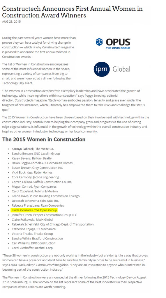 Constructech Announces First Annual Women in Construction Award Winners | IPM Construction ...