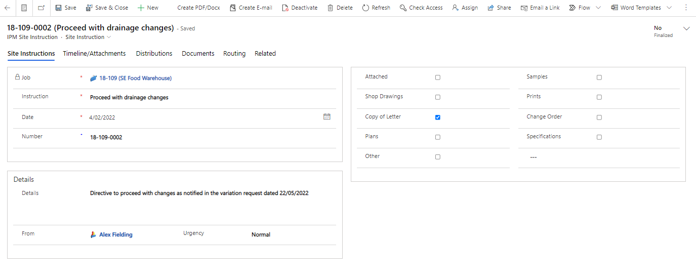 11 Site Instruction | IPM Construction Management Software - Integrates ...