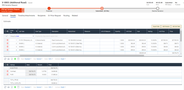 Variation Request | IPM Construction Management Software - Integrates ...